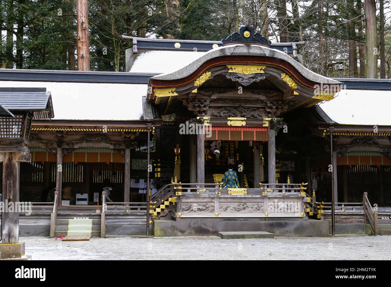 suwa, nagano, japan, 2022/06/02 , Shinto priest at Suwa Grand Shrine ...