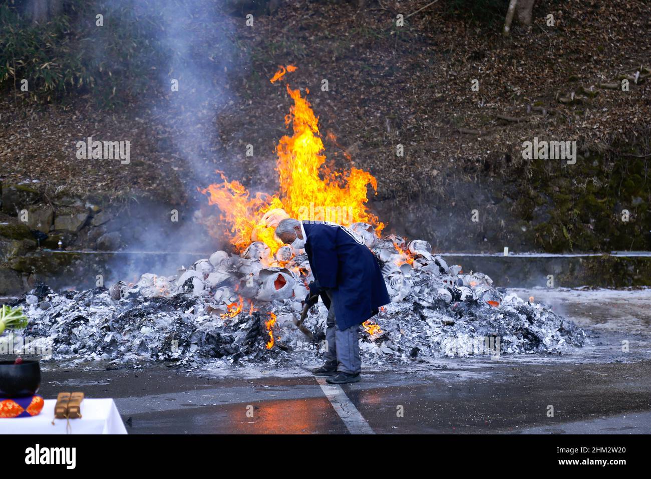 suwa, nagano, japan, 2022/06/02 , Fire of Daruma at Suwa Grand Shrine ...