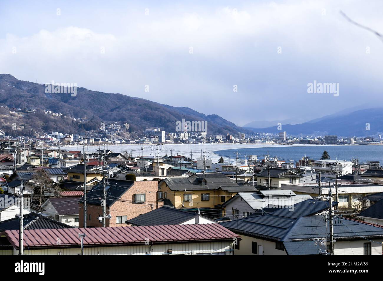 suwa, nagano, japan, 2022/06/02 , View of Lake Suwa from Suwa Grand ...
