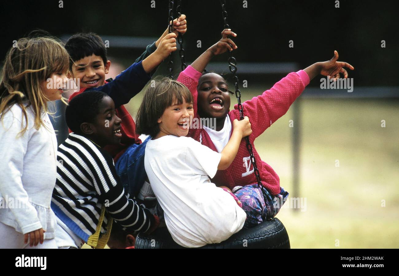 Austin, Texas USA: Second- and third-grade students play together on ...