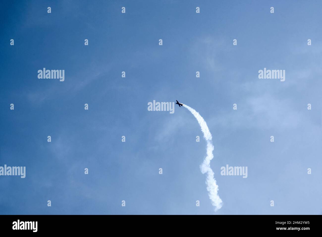 Overhead flying aircraft. Aircraft in formation during an aerobatics ...
