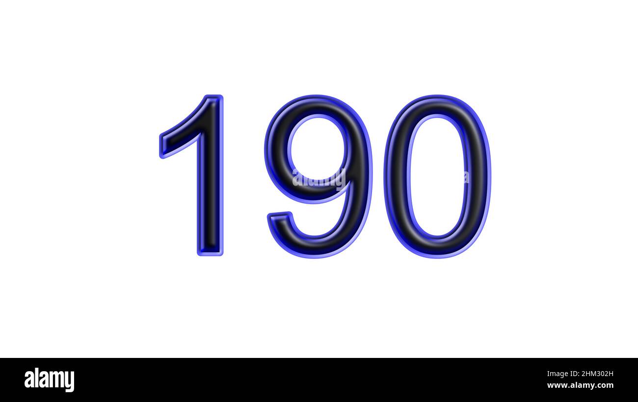 blue 190 number 3d effect white background Stock Photo - Alamy