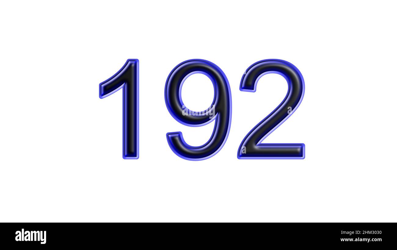 blue 192 number 3d effect white background Stock Photo - Alamy
