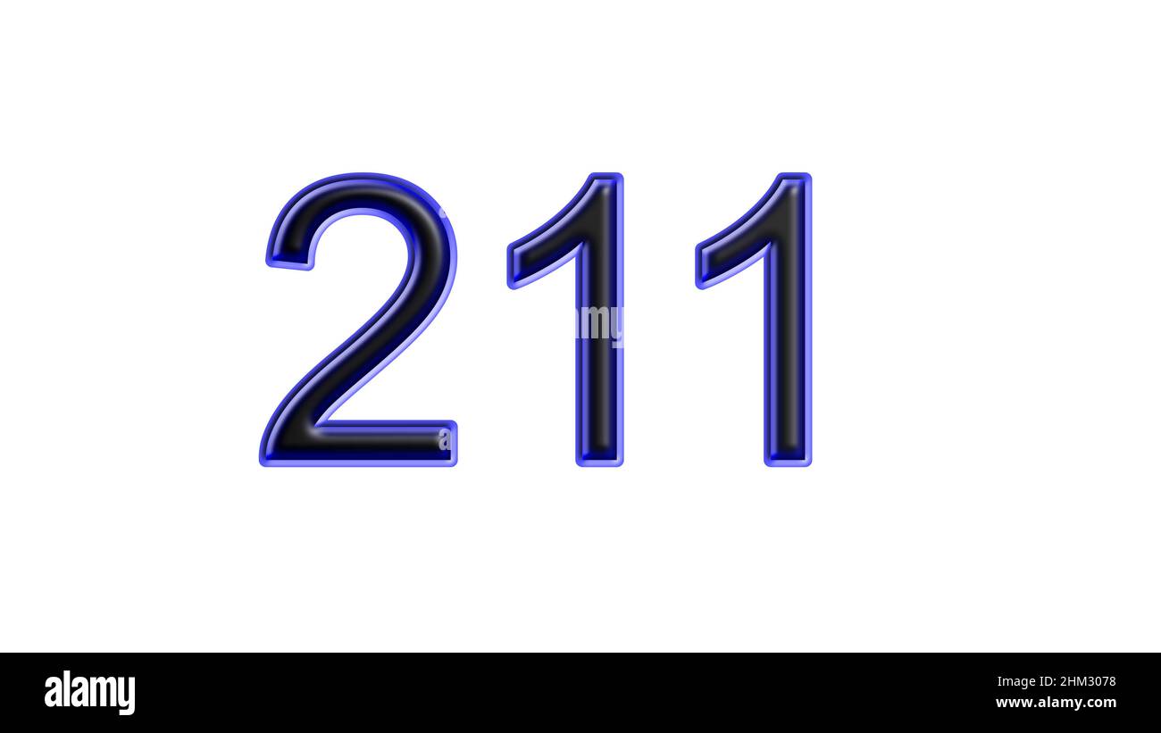 blue 211 number 3d effect white background Stock Photo - Alamy