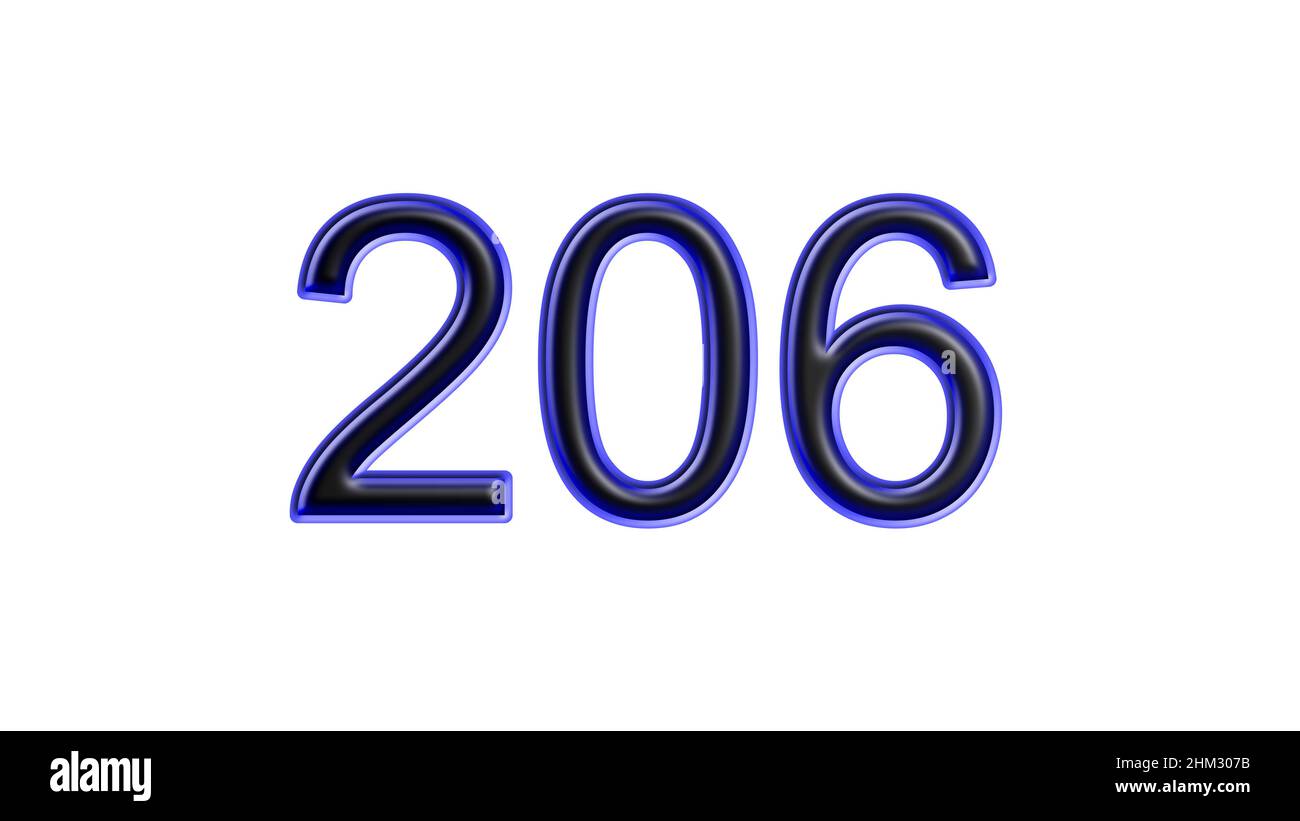 blue 206 number 3d effect white background Stock Photo - Alamy