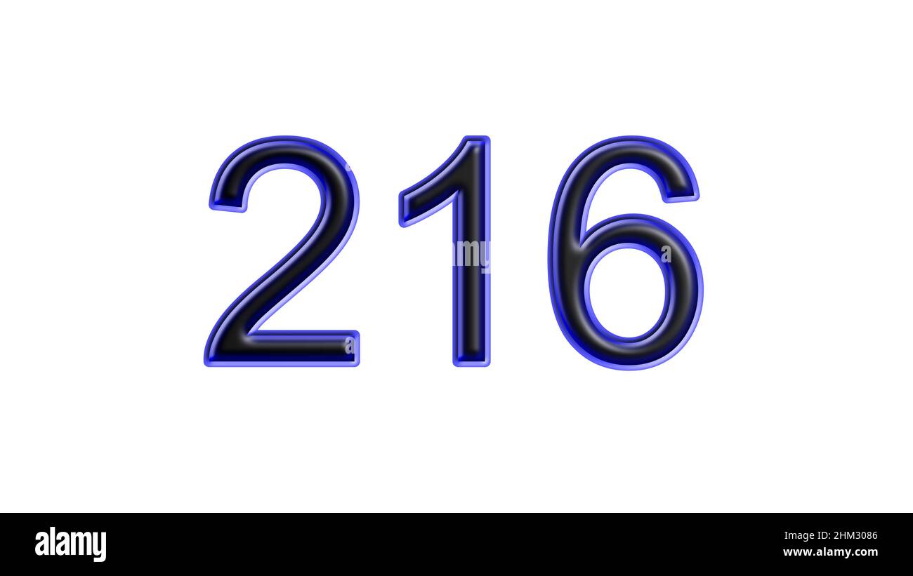 blue 216 number 3d effect white background Stock Photo - Alamy