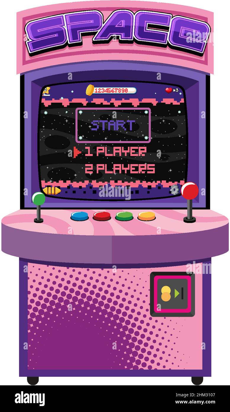 Retro arcade cabinet isolated on white background illustration Stock ...
