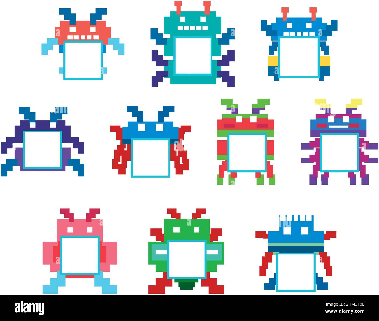 Set alien pixel art Cut Out Stock Images & Pictures - Alamy
