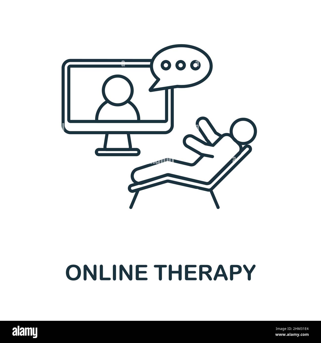 Online Therapy icon. Line element from psychotherapy collection. Linear ...