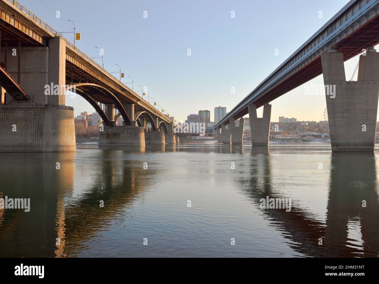 Novosibirsk, Siberia, Russia - 03.25.2020: Bridges over the Ob in ...