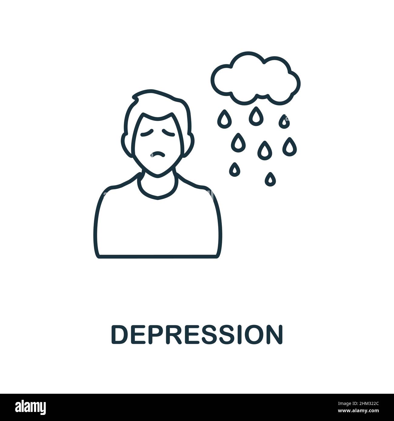 Depression icon. Line element from psychotherapy collection. Linear ...