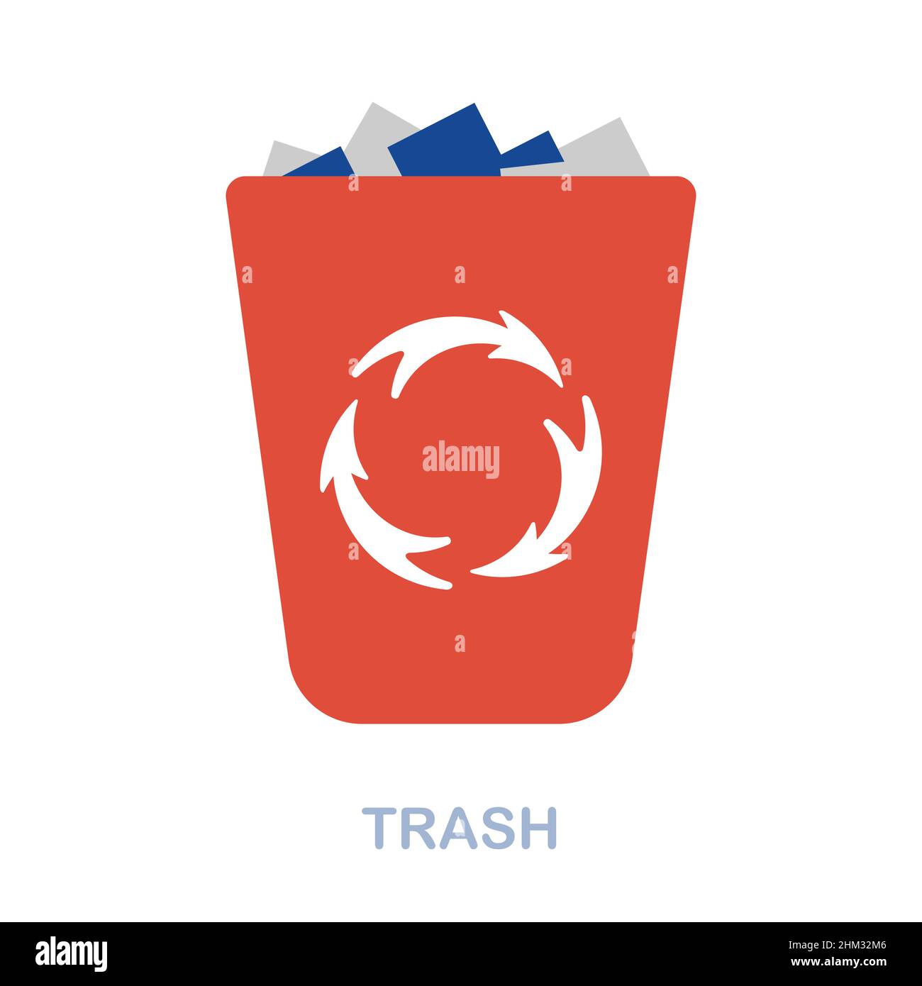Trash flat icon. Colored element sign from office tools collection ...