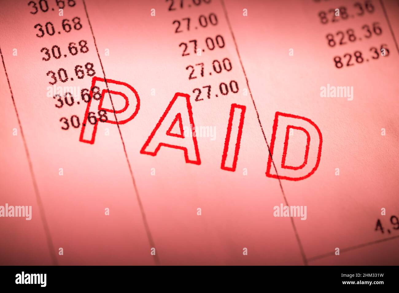 Paid bill invoice debt problem installment cost credit list receipt red ...