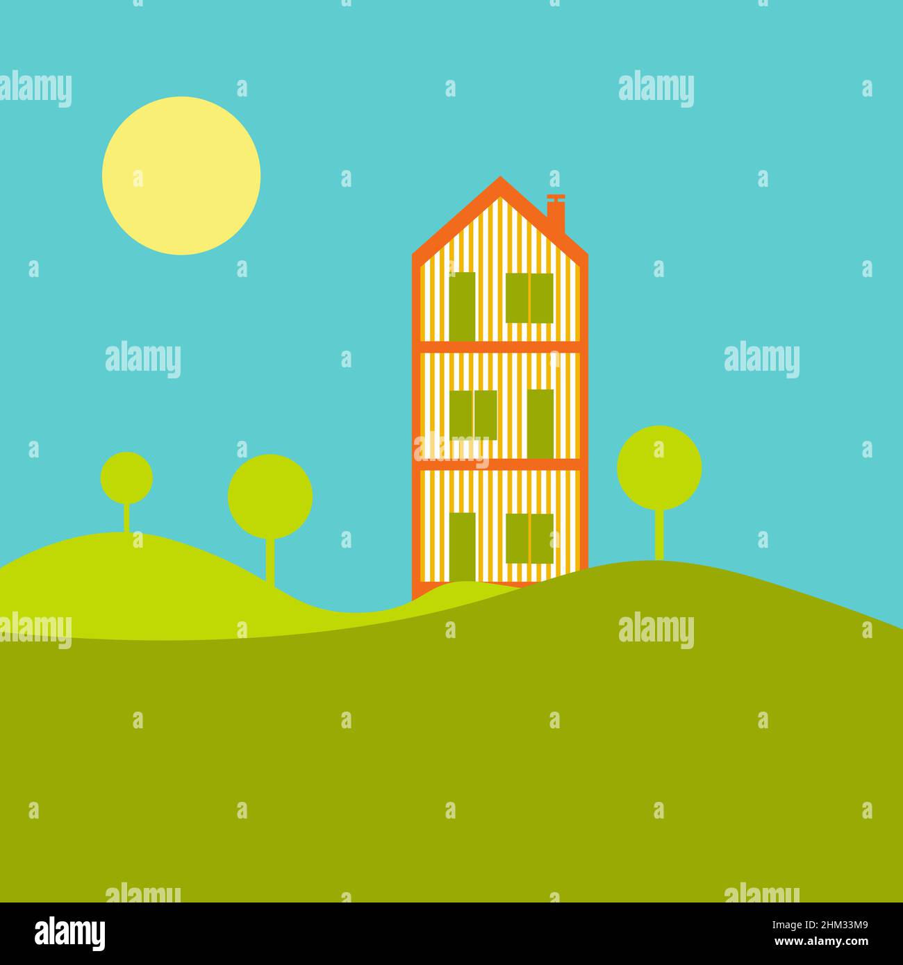 Geometric houses with eco nature environment. Vector Stock Vector Image ...