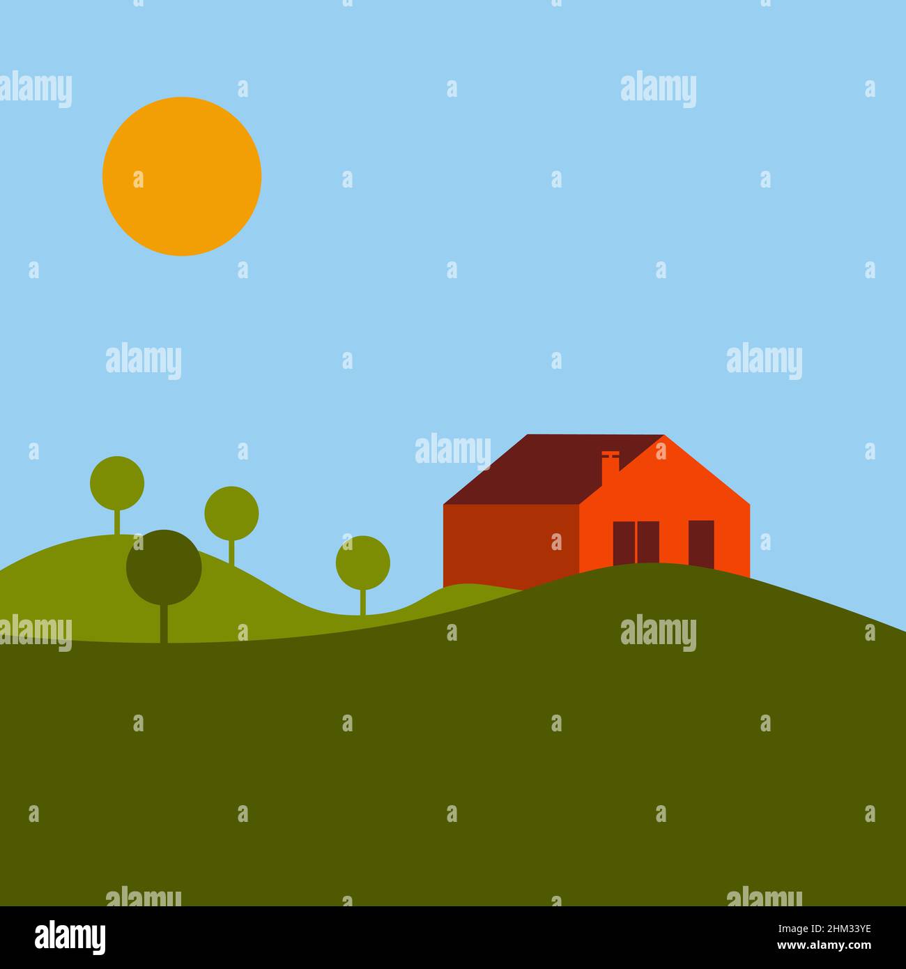 Geometric houses with eco nature environment. Vector Stock Vector Image ...