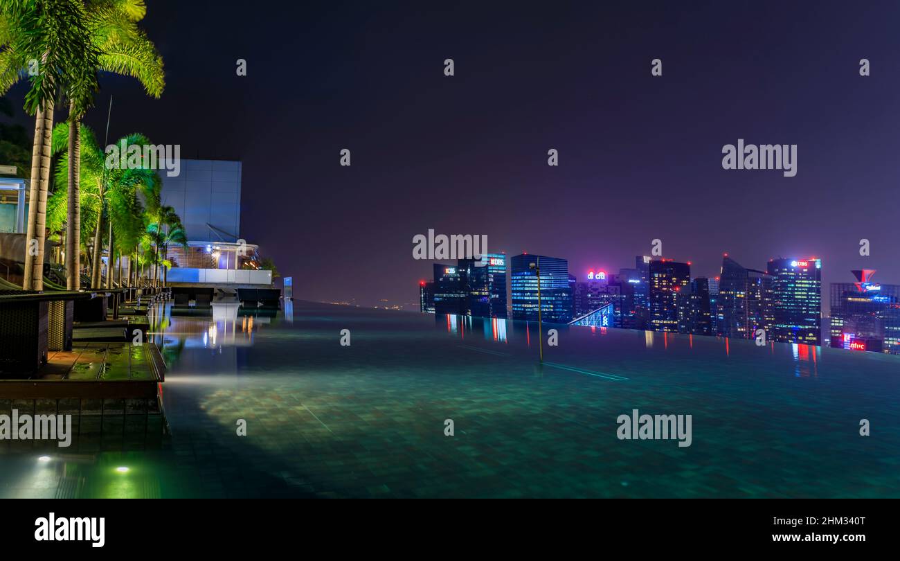 Singapore - September 07, 2019: Famous infinity surf board pool in the ...