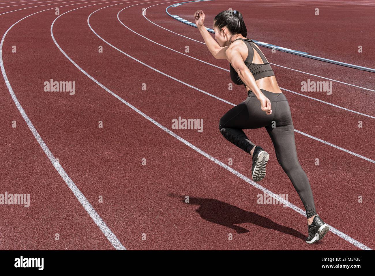 Sport woman run healthy body muscle strong high performance and ...