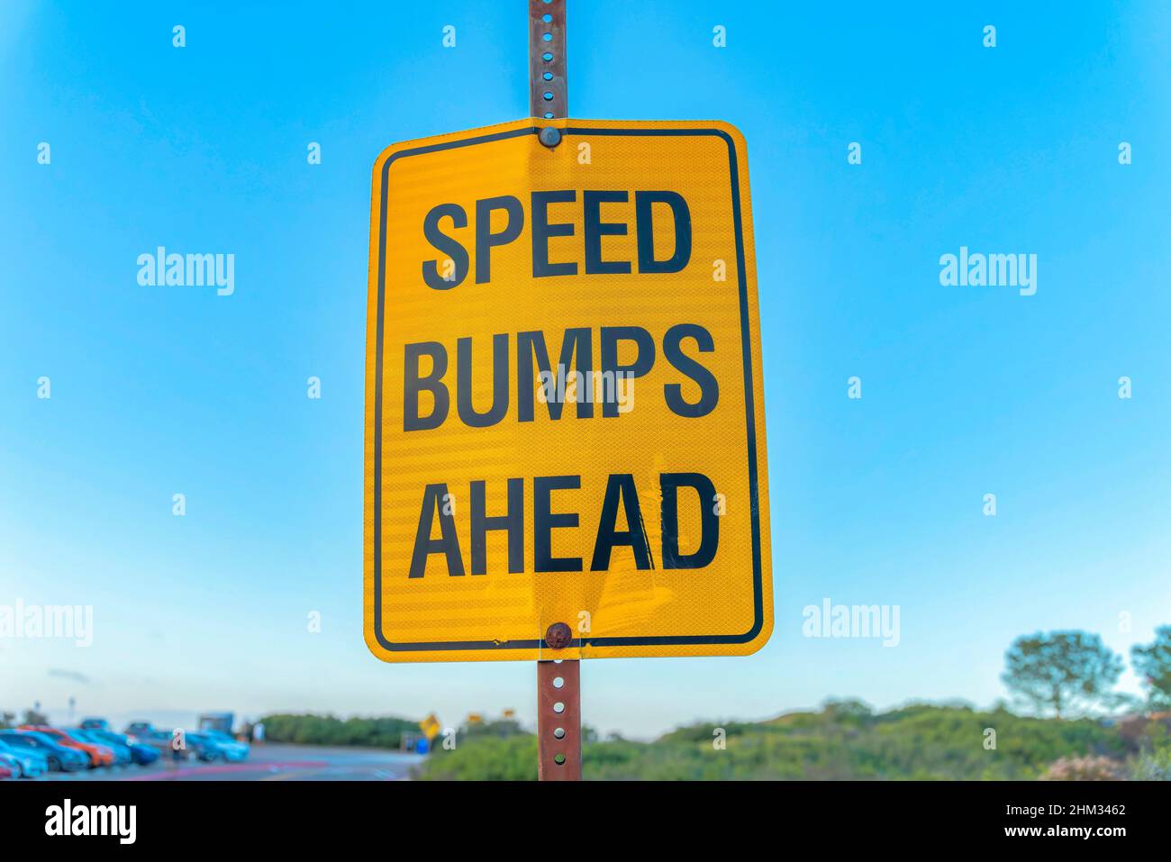 Speed bumps ahead signage at La Jolla, San Diego, California Stock ...