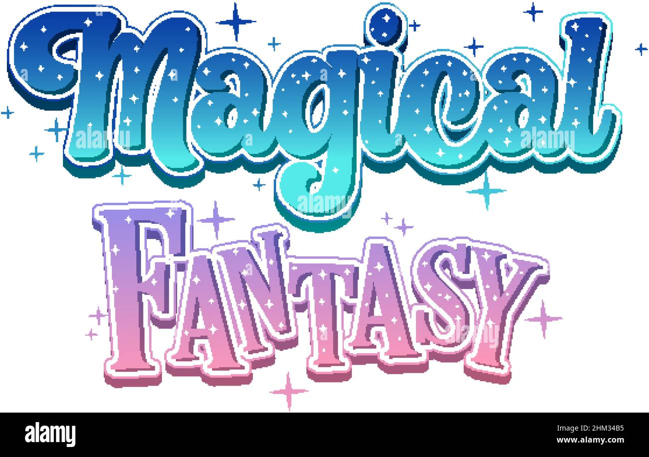 Magical Fantasy text word in cartoon style illustration Stock Vector ...