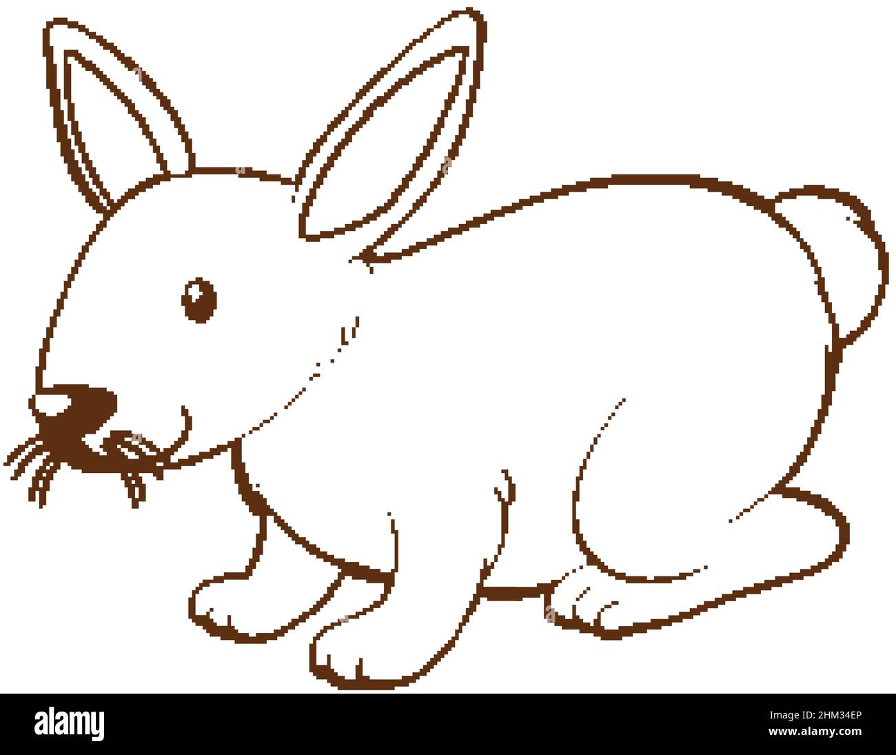 Rabbit in doodle simple style on white background illustration Stock ...