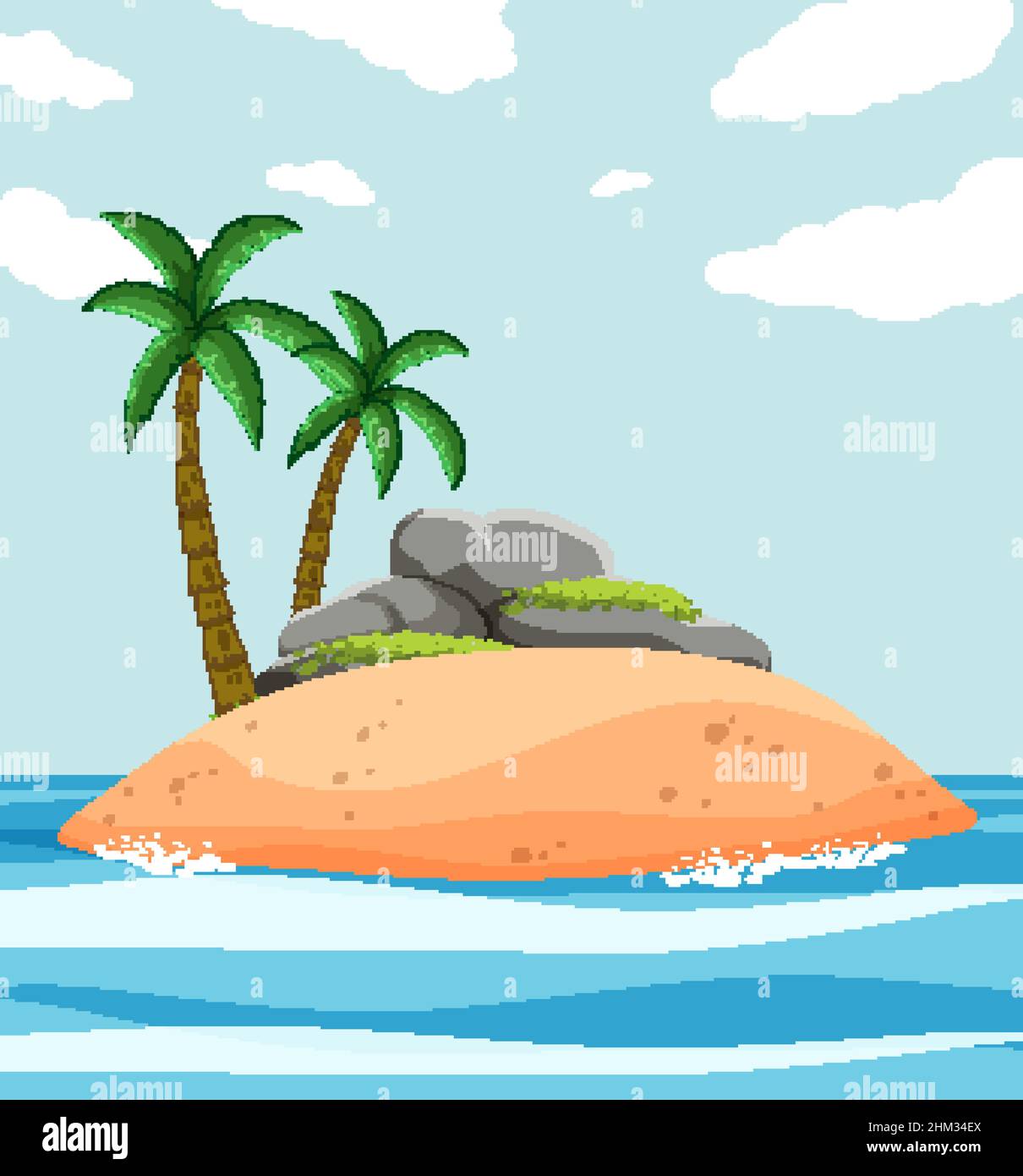Deserted island on the ocean illustration Stock Vector Image & Art - Alamy