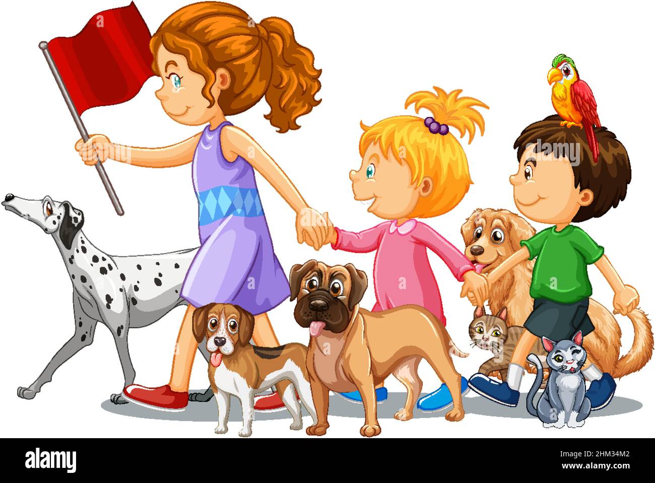 Group of dogs walking Stock Vector Images - Alamy