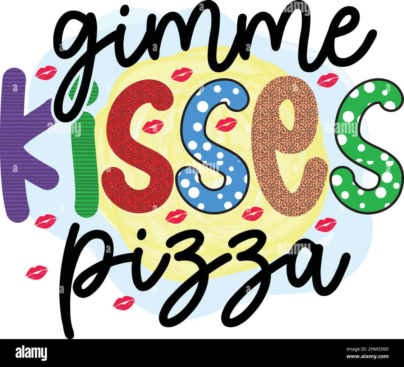 gimme kisses pizza valentine day t shirt monogram text vector template ...