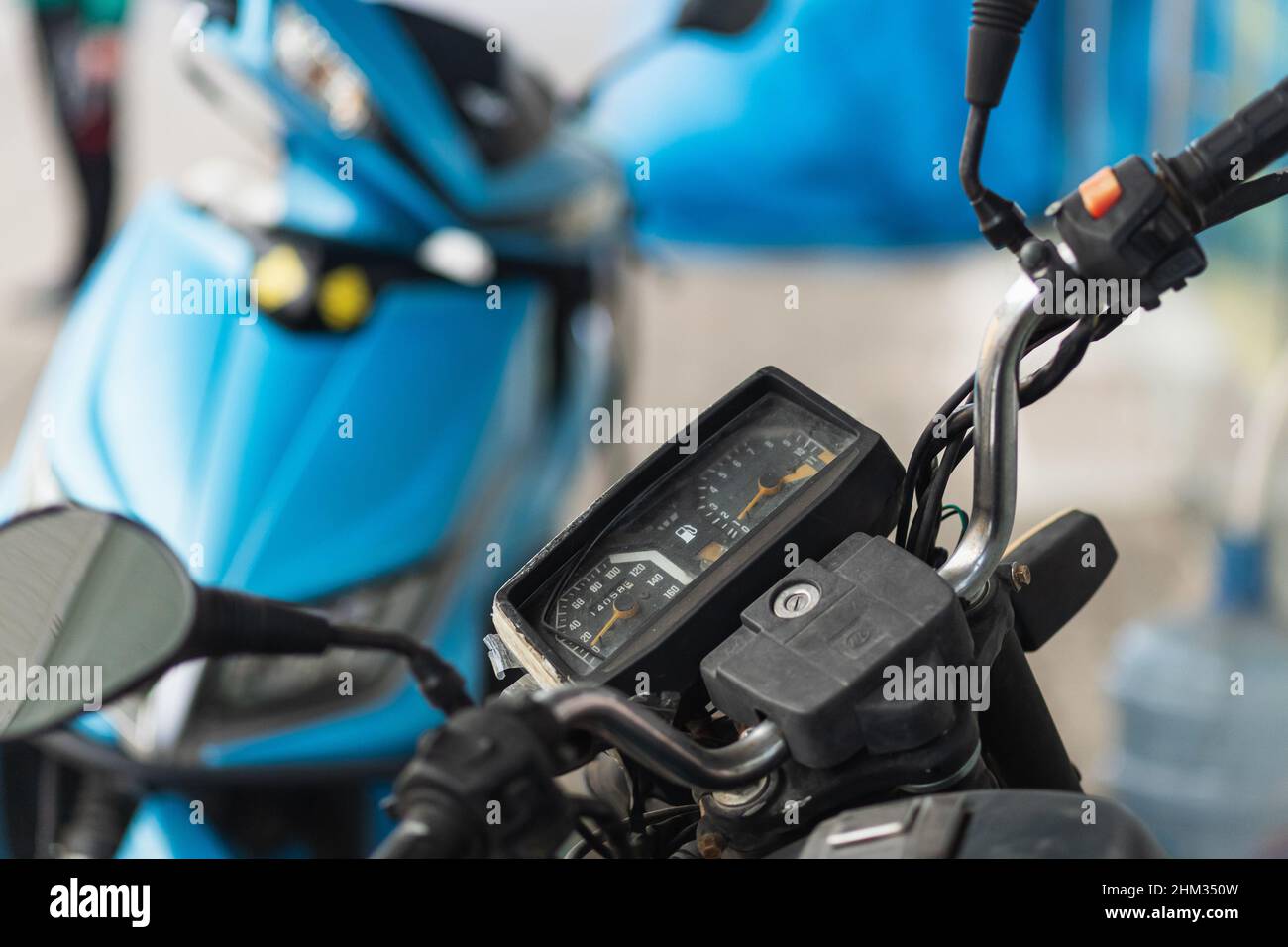 Side, Turkey -January 25, 2022: close-up of motorcycle control panel ...