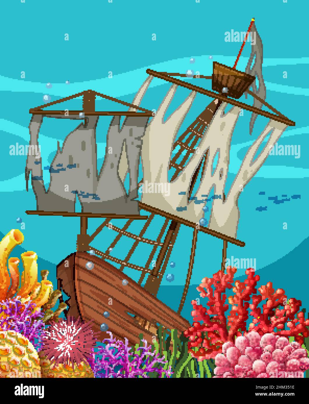 Sinking ship under the ocean illustration Stock Vector Image & Art - Alamy