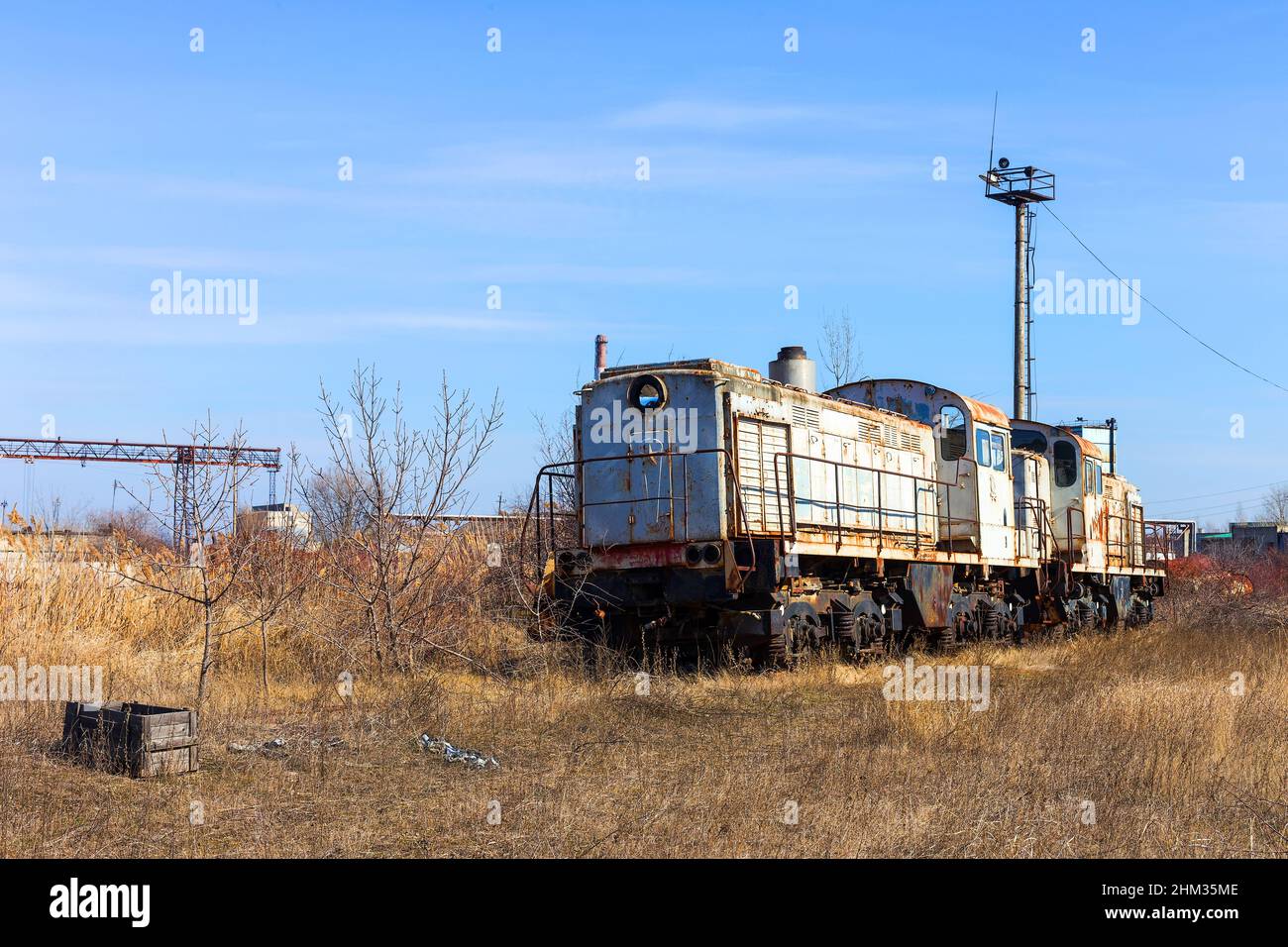 Old rusty steam locomotive. The crisis in Ukraine, the fall of the ...