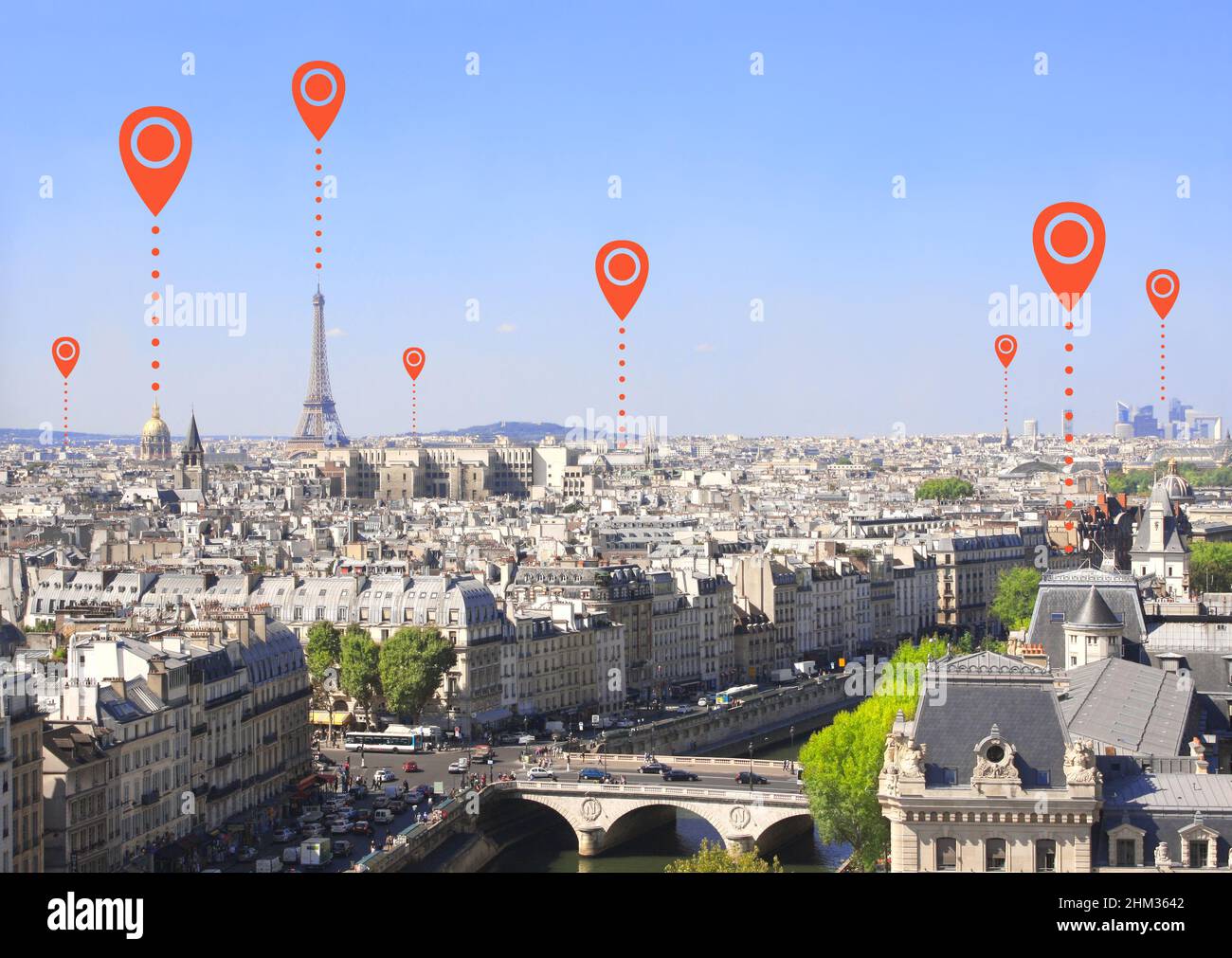 Map city paris map pin hi-res stock photography and images - Alamy