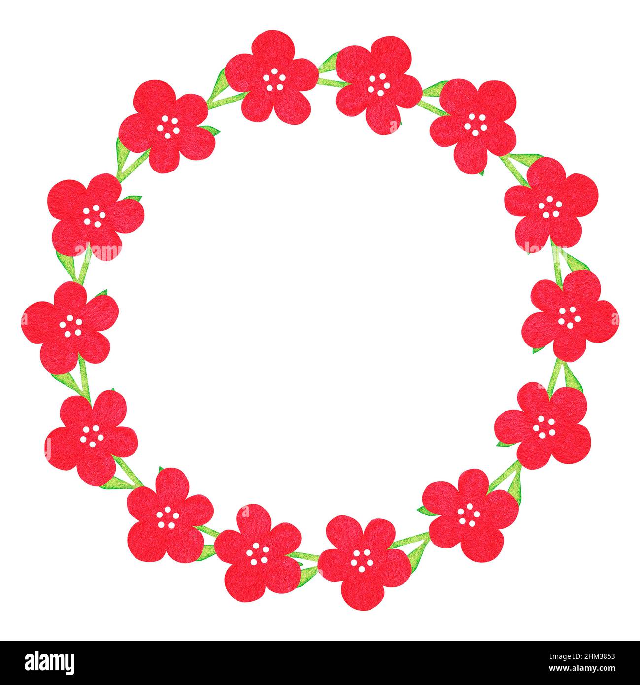 A wreath of red flowers. Watercolor vintage illustration. Isolated on a ...