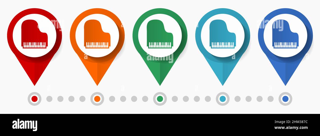 Music, art concept vector icon set, flat design piano pointers, infographic template Stock ...