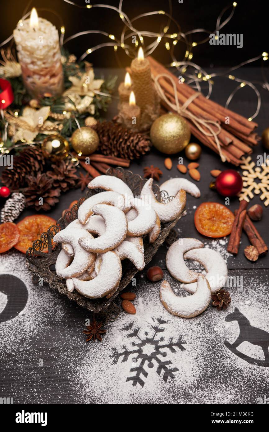 Traditional German or Austrian Vanillekipferl vanilla kipferl cookies ...