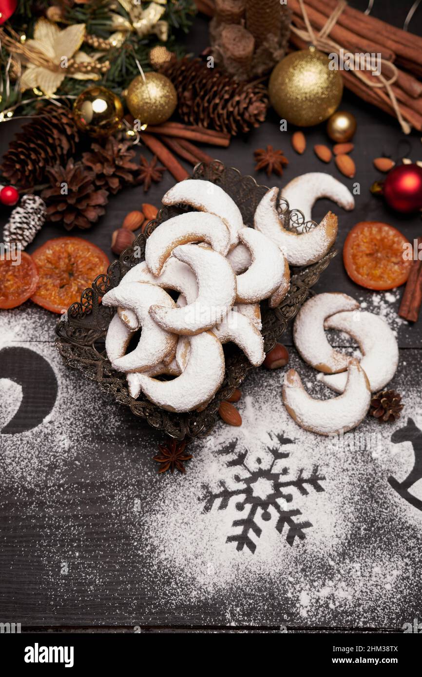 Traditional German or Austrian Vanillekipferl vanilla kipferl cookies ...