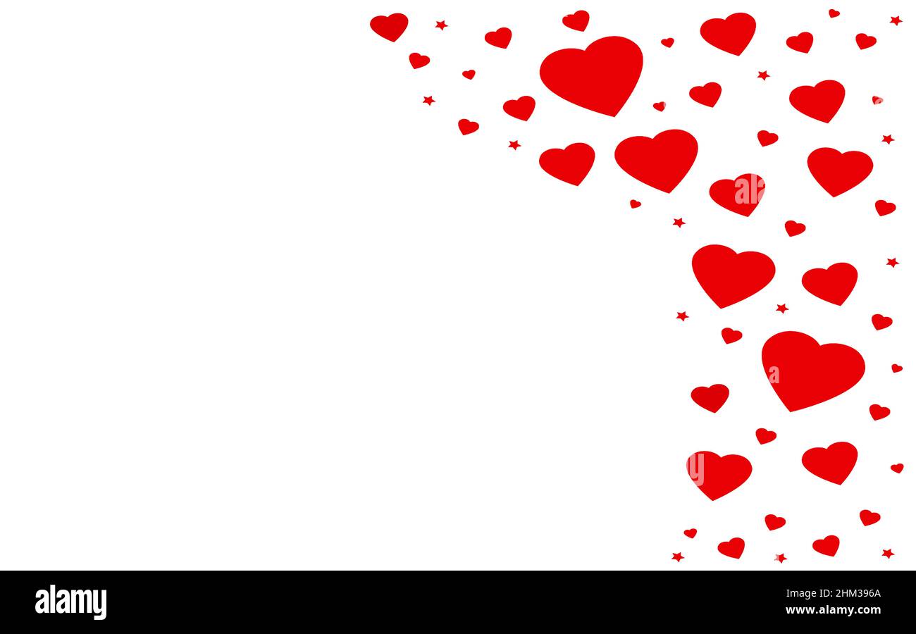 The red hearts are designed only on one side of the frame on a white ...