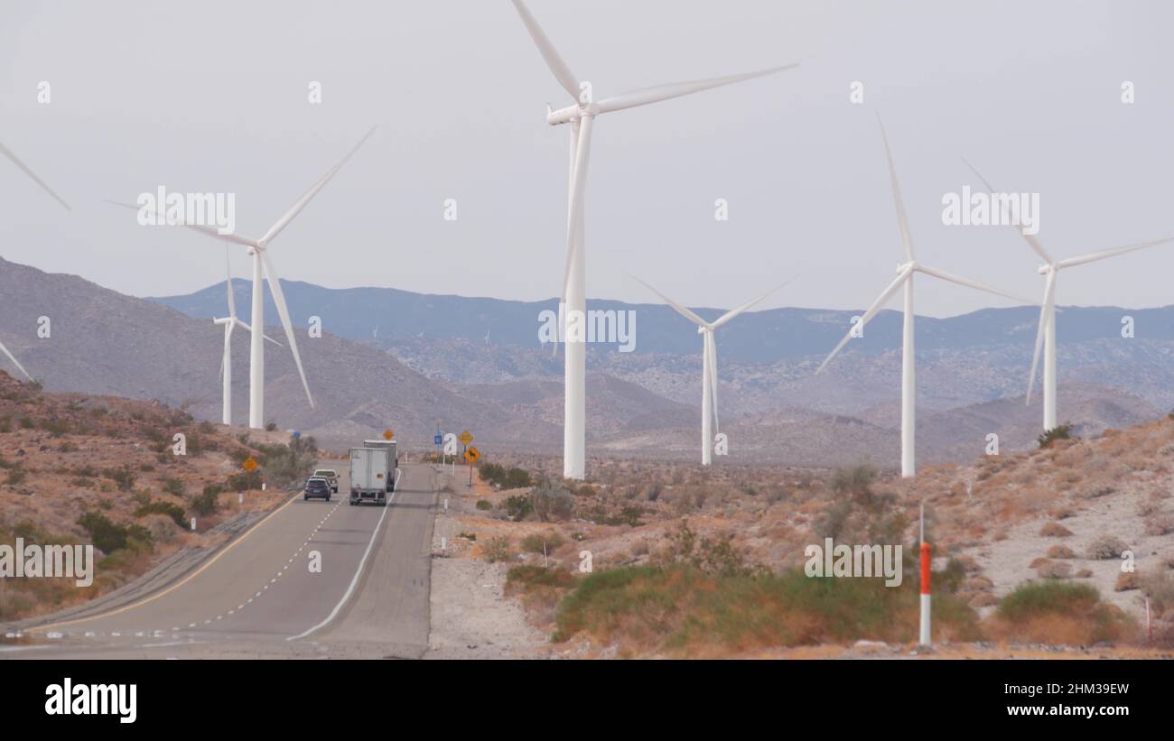 Windmills turbine rotating, wind farm or power plant, alternative green ...