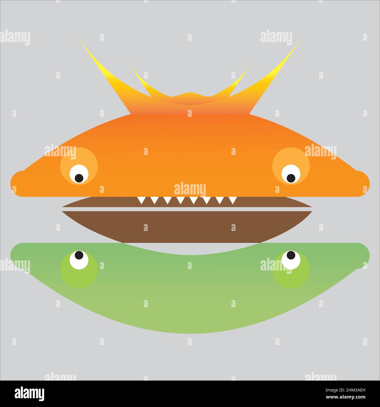 Burger eating with anger, angry burger illustration, hungry king burger ...