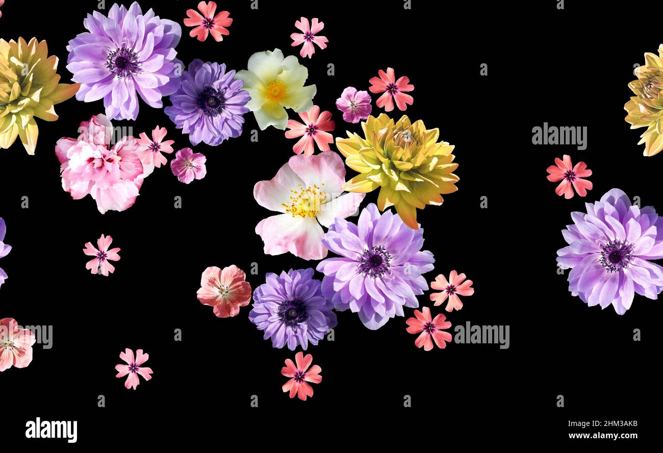 Flowers ad plants design flora botanical textile Stock Photo - Alamy