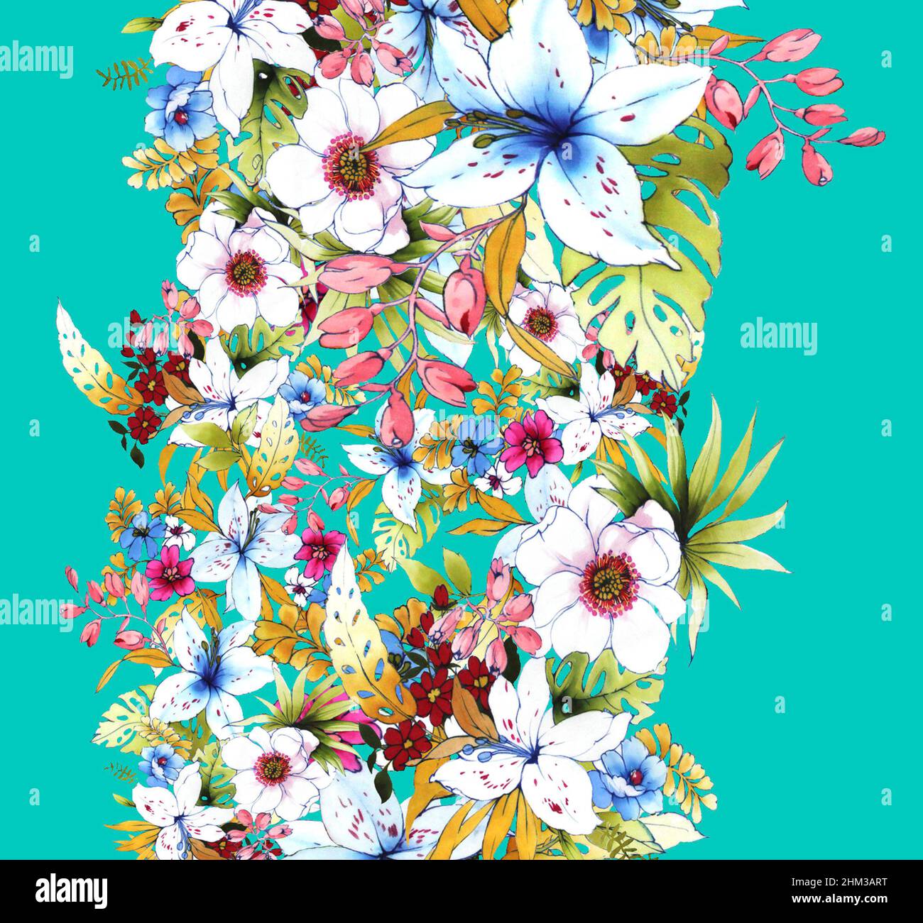 Flowers ad plants design flora botanical textile Stock Photo - Alamy