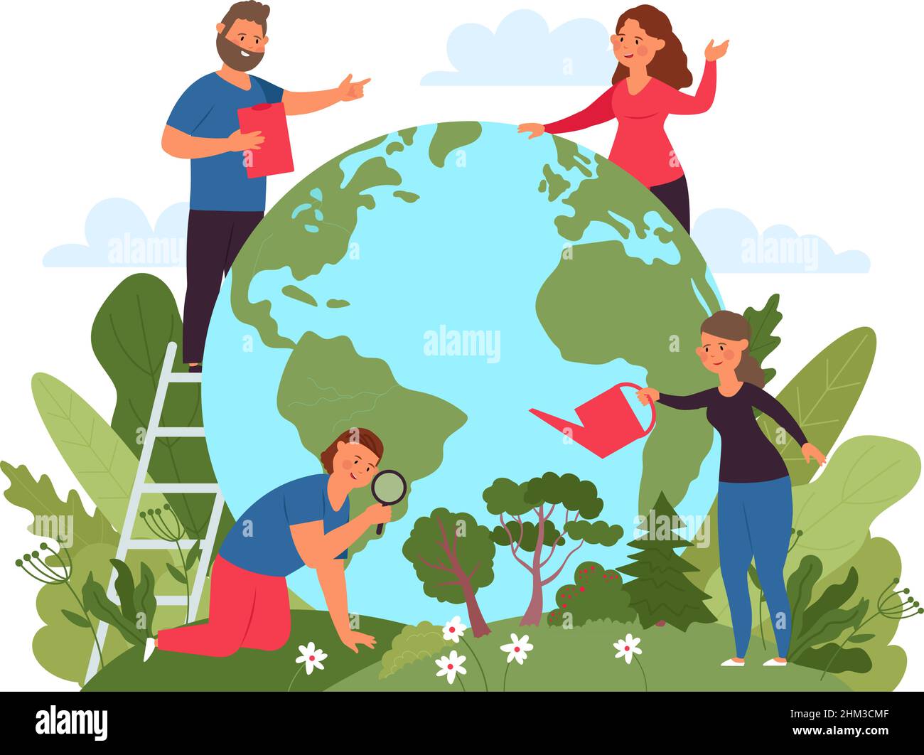 Eco world concept. People care earth, environment and nature. Protect ...