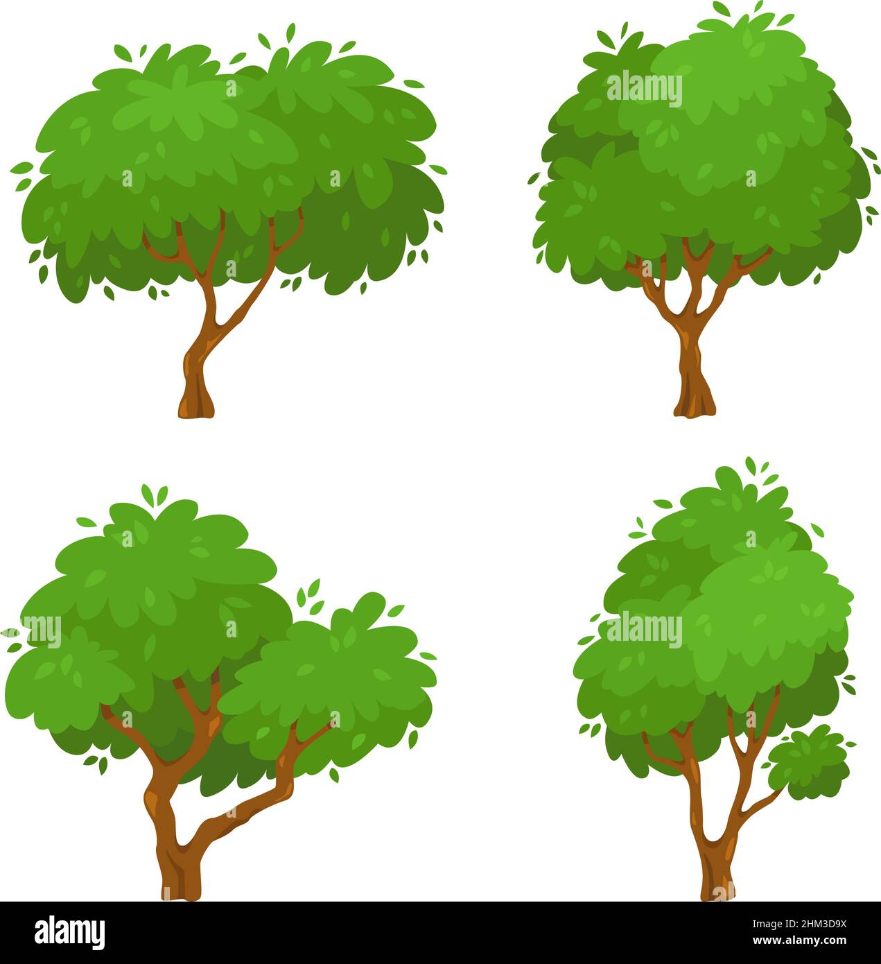 Cartoon green trees. Spring or summer plant with foliage for park ...