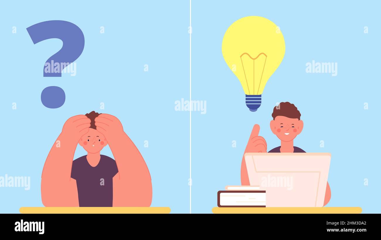 Cartoon boy with question hi-res stock photography and images - Alamy