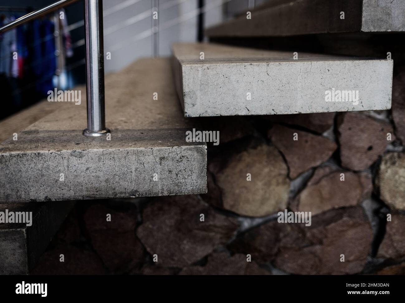 gray concrete with steps leading up. wide concrete staircase Stock ...
