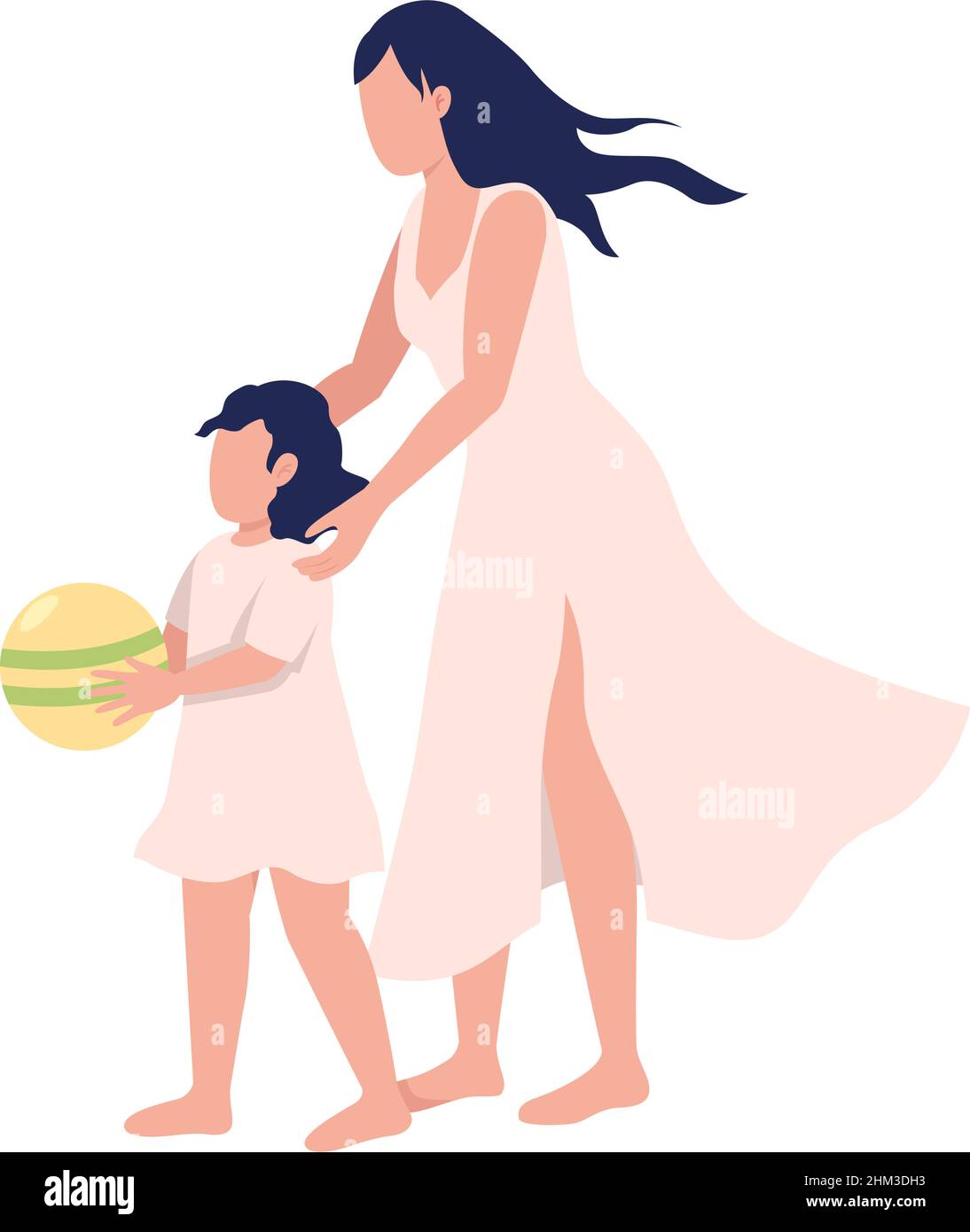 Mother holding little daughter semi flat color vector characters Stock ...