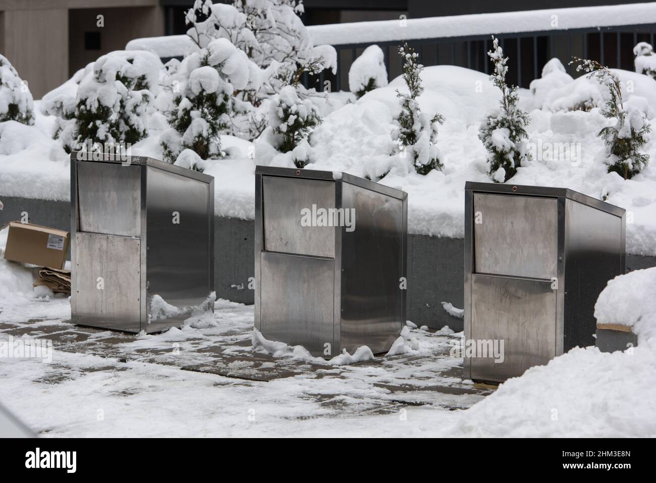 Underground waste containers in a new modern developing city Stock ...