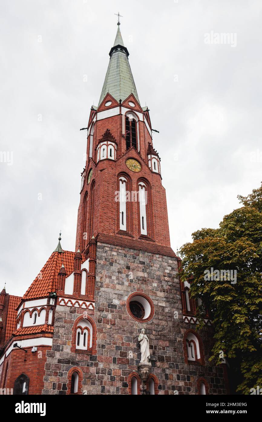 historic brick church building in Poland. Gothic architecture Stock ...
