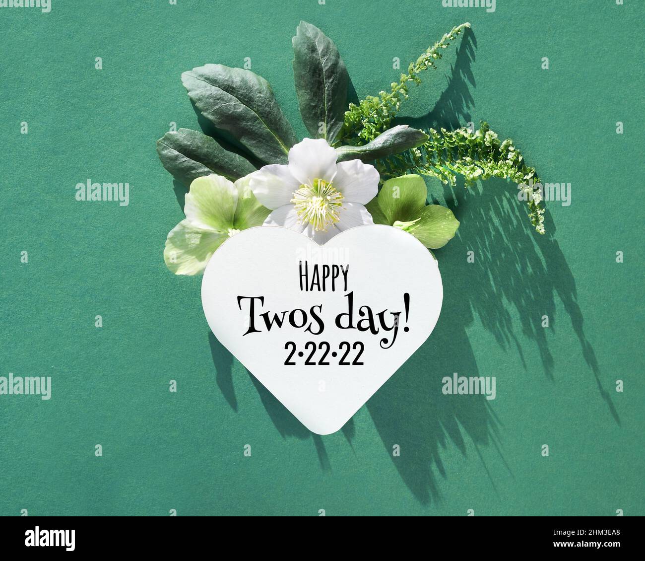 Happy Twos day 2.22.22, also known as Twosday, Twos-day. Paper heart ...