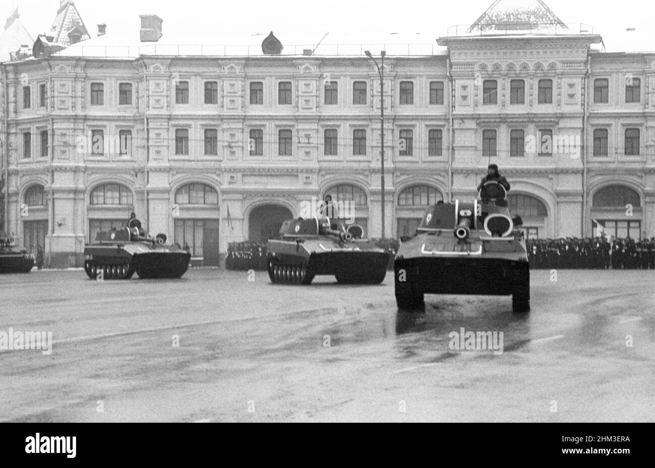 The 60th anniversary of the October Revolution. Military vehicles are ...