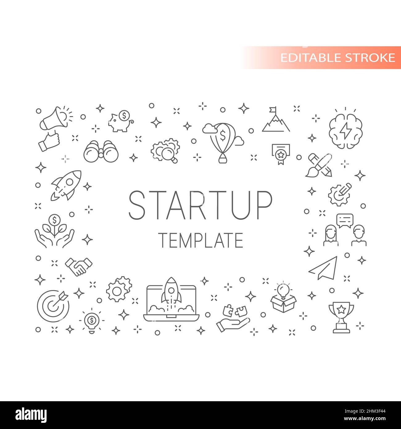 Business startup line vector banner template. Growth, start up ...